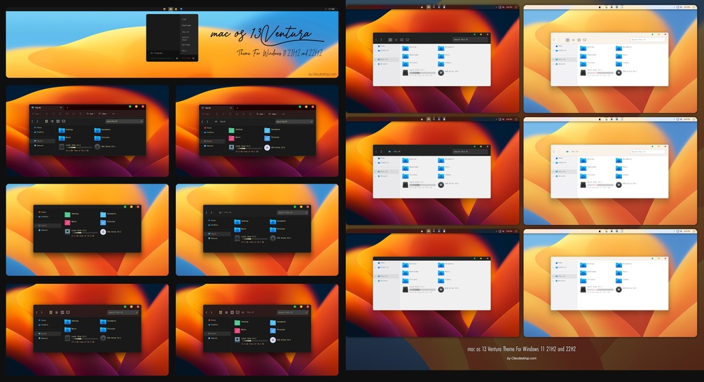 mac os 13 Ventura Dark And Light Theme For Windows 11