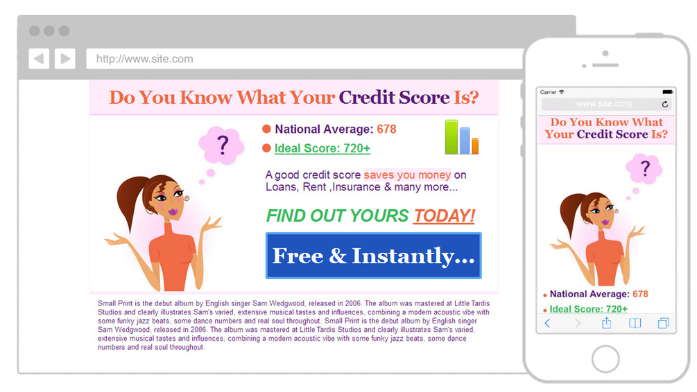 Credit Score PPV Landing Page (Cartoon Lady)