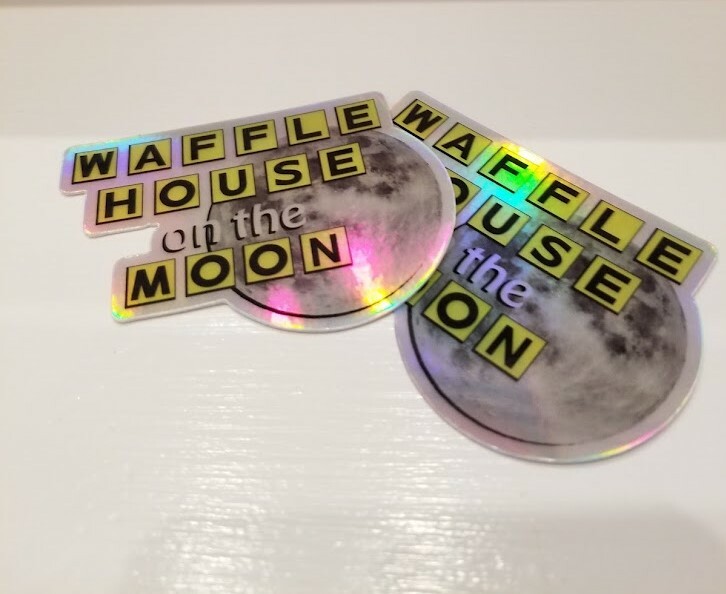 Holo Sticker - Waffle House on the Moon Logo
