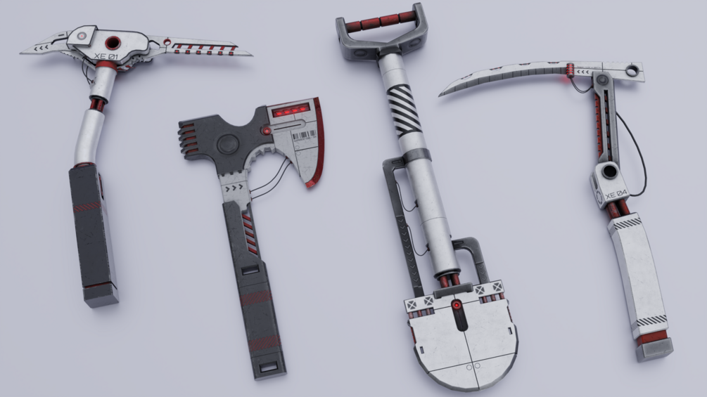 Sci-fi tools collection lowpoly PBR 3d model