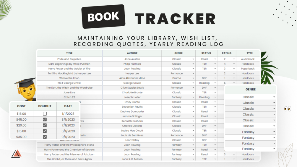Google Sheets Book Tracker Spreadsheet