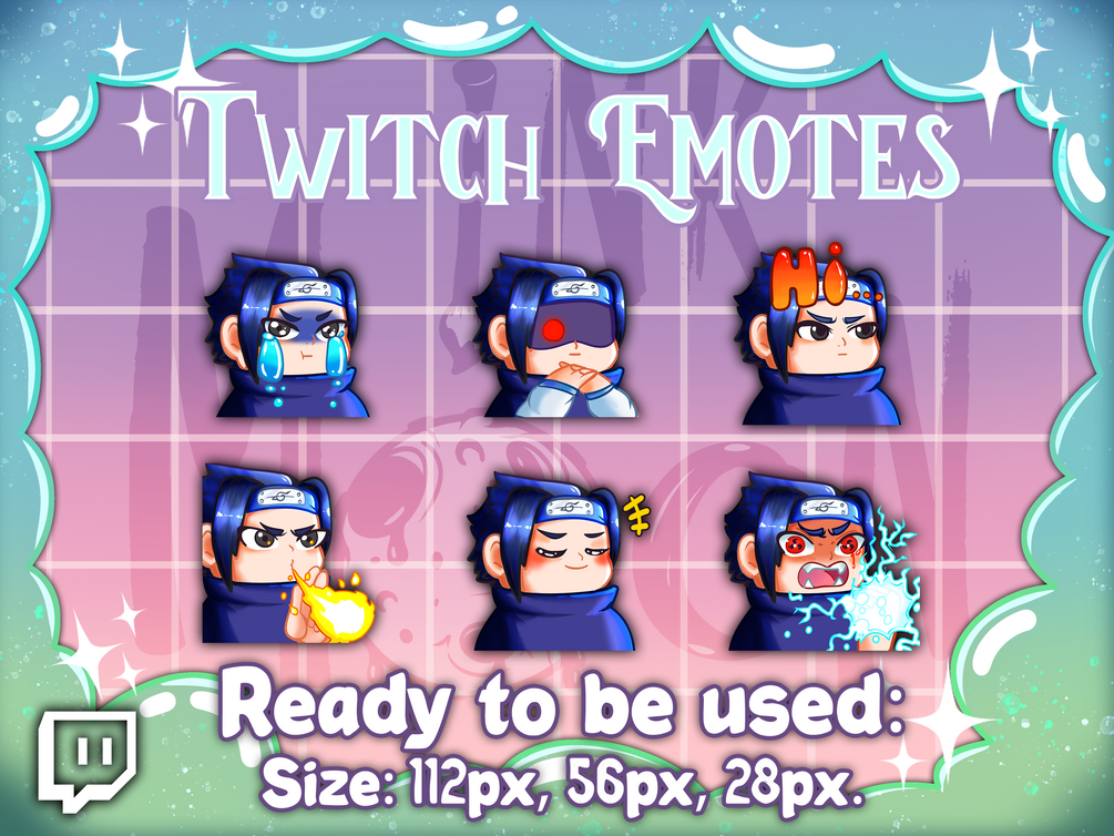 Cute Sasuke Uchiha from NARUTO for Twitch Emotes Ready to be used!