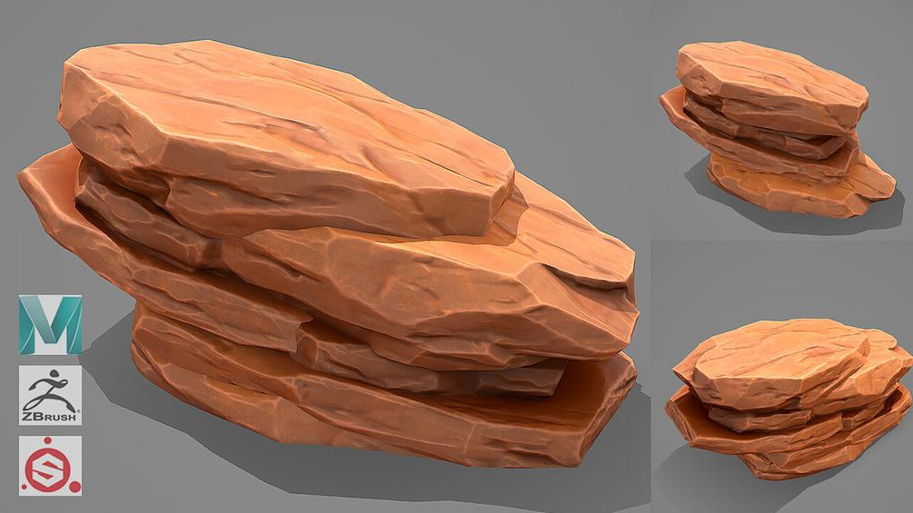 Stylized Rock - Maya, Zbrush, Substance Painter Video