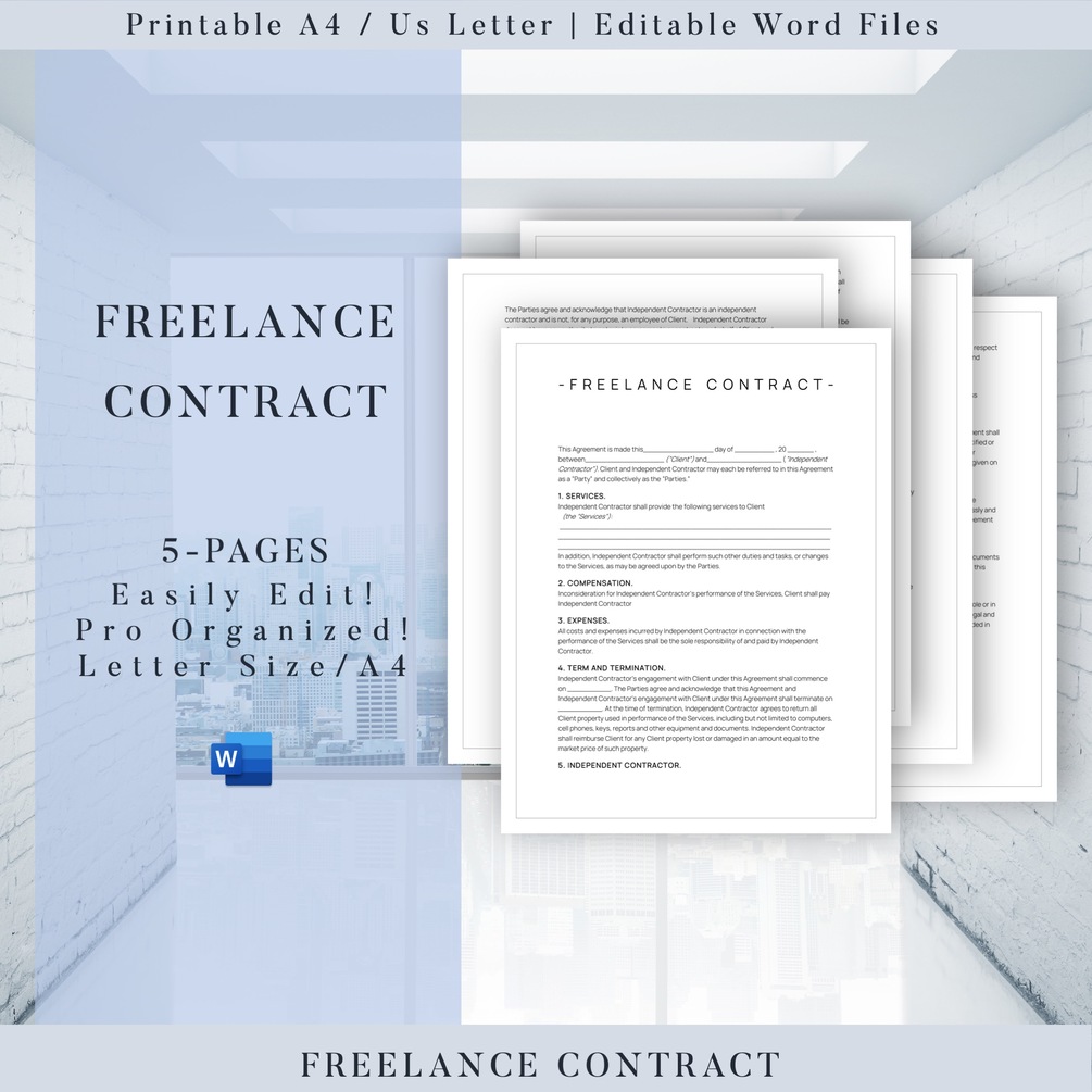 Editable Freelance Agreement Template, Work For Hire Agreement ...