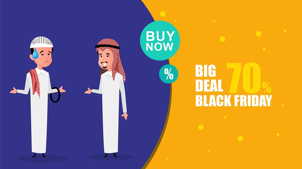 Saudi Arab Men Sale Banner vector template