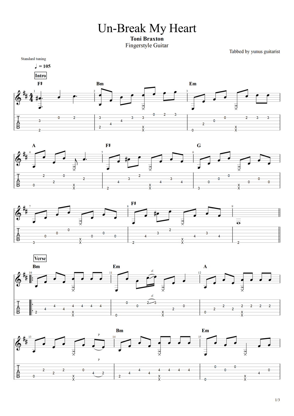 TAB. Un-Break My Heart - Toni Braxton