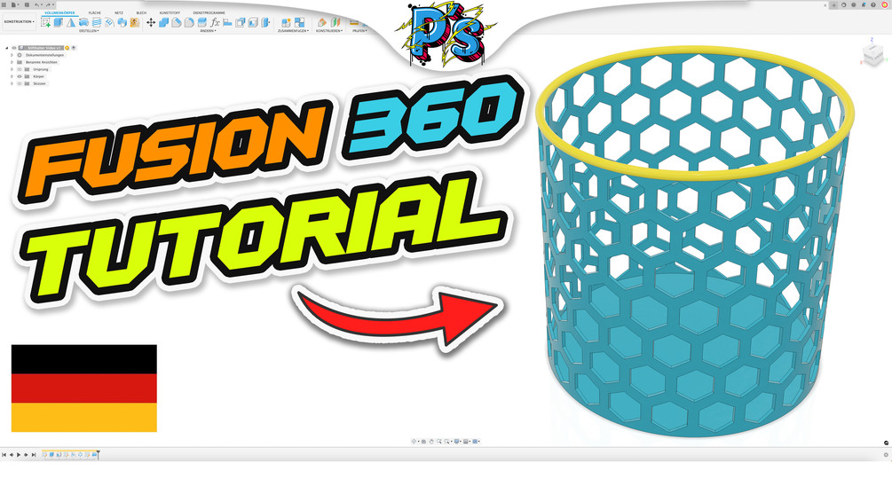 Fusion 360 TUTORIAL Datei - Wabenstruktur / Stifthalter