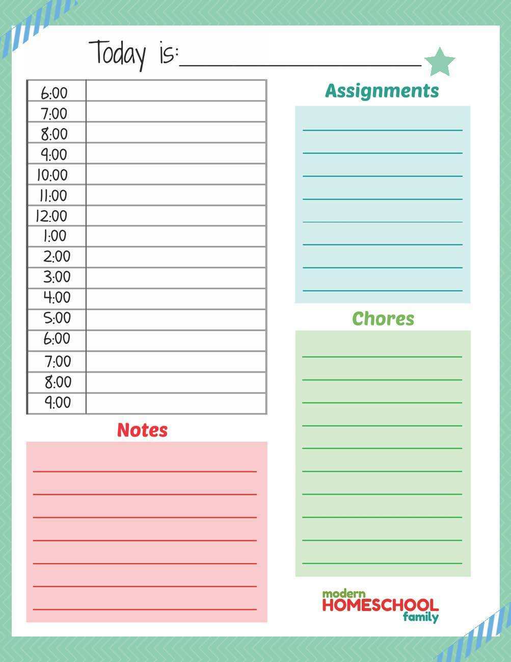 Free Printable Homeschool Daily Planner For Kids