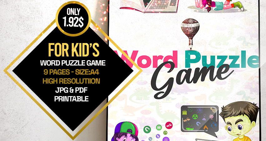 Word Puzzle Game Perfect Gift For Your Kid's - 9 Coloring Pages ...