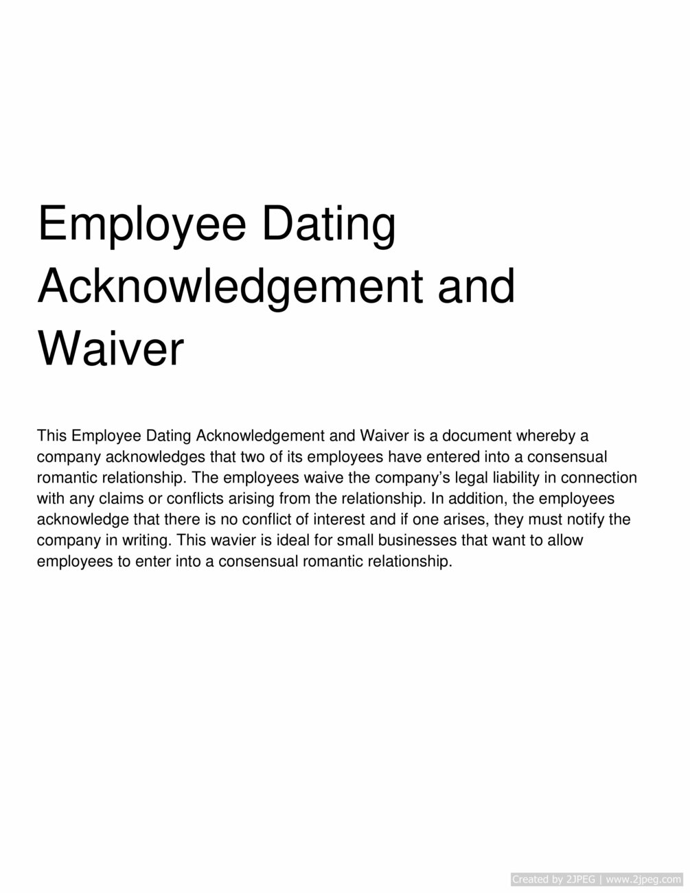 Employee Dating Acknowledgement and Waiver
