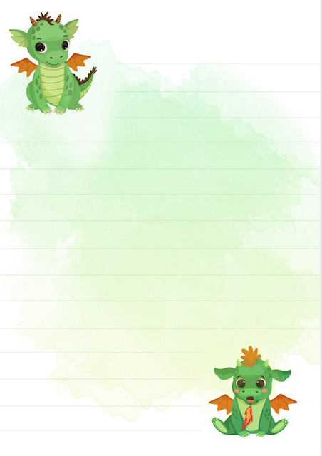 Dragons Letter Writing Set | Lined Letter Writing Paper Stationery ...