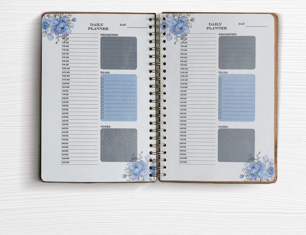 Blue Daily Planner, Blue Day Planner, Blue Work Planner, Blue Hourly ...
