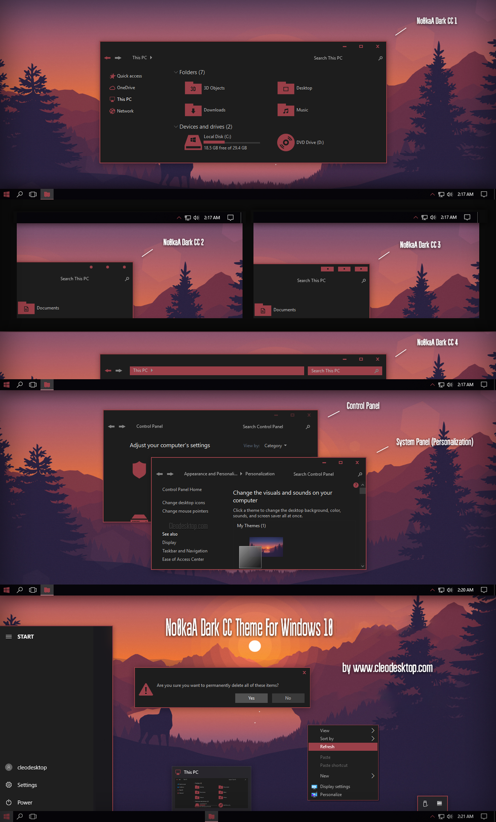 No0kaA Dark CC Theme Windows 10