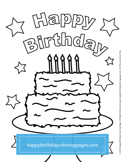 Happy Birthday Cake Coloring Page #032