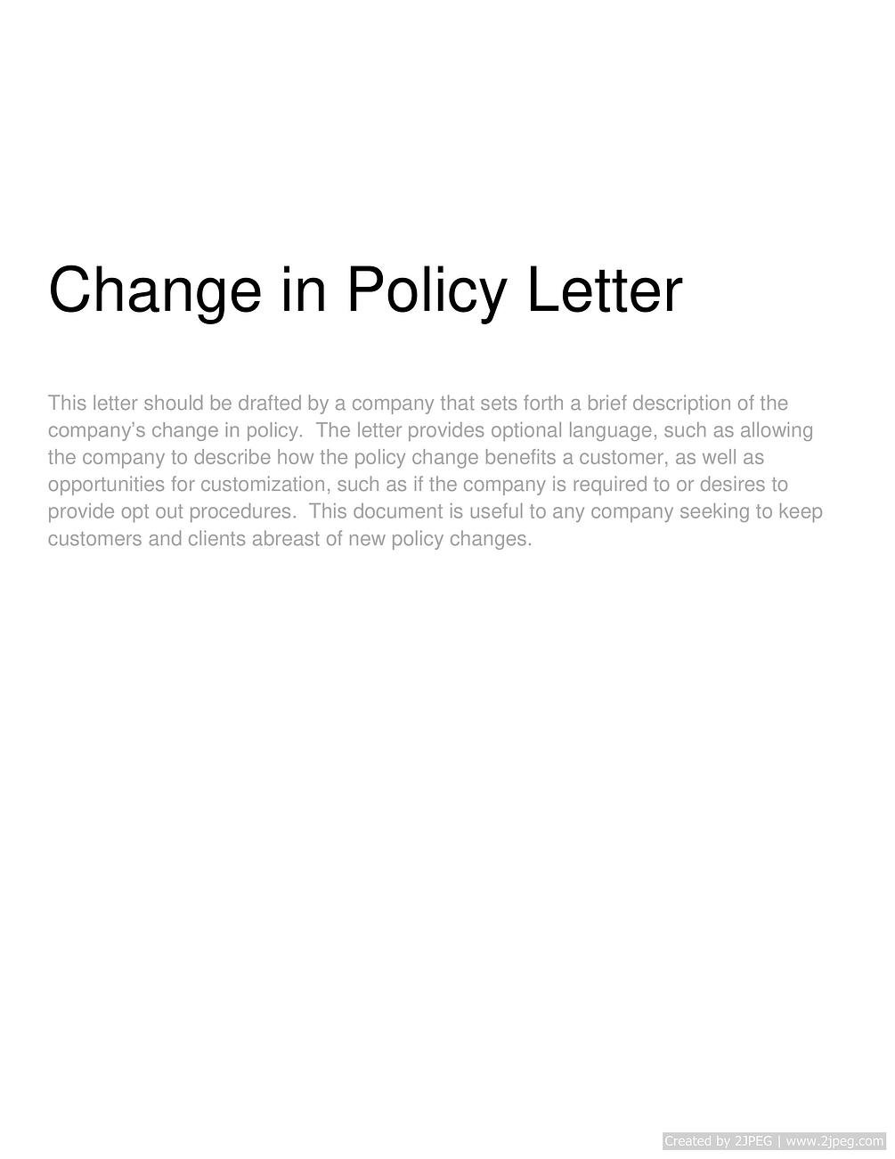 Change in Policy Letter