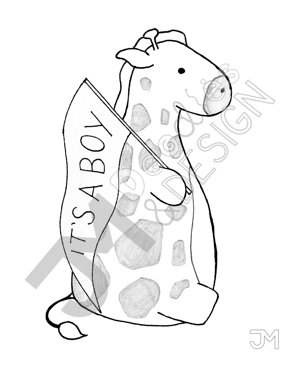 Printable Giraffe Greeting Card