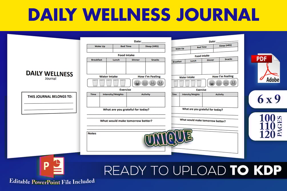 Daily Wellness Journal | KDP Interior Template Ready to Upload