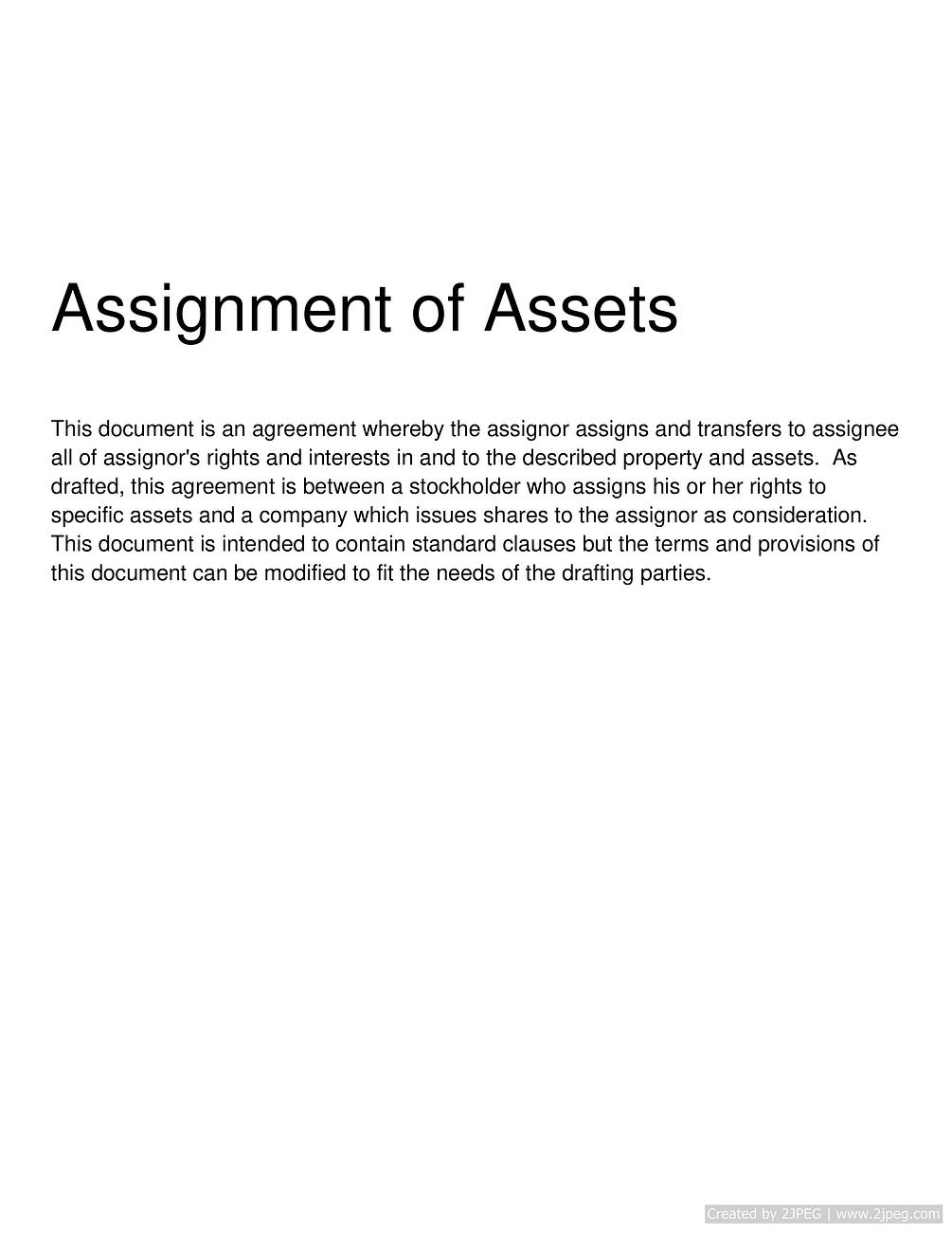 Assignment of Assets