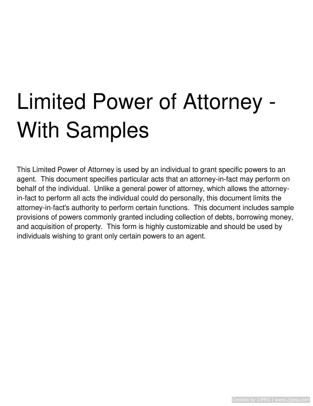 Limited Power of Attorney - With Samples