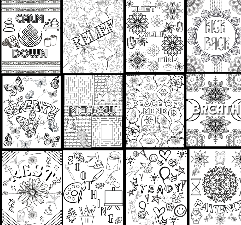 Calm Down Coloring Pages Combo Pack, Printable Coloring Pages