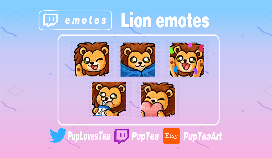 5 lion emotes for Twitch and Discord!