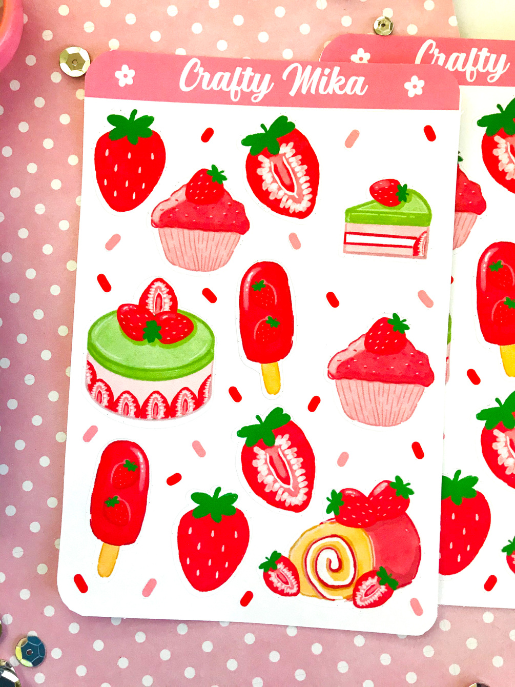 Strawberry planner sticker sheet, Strawberry decorative sticker
