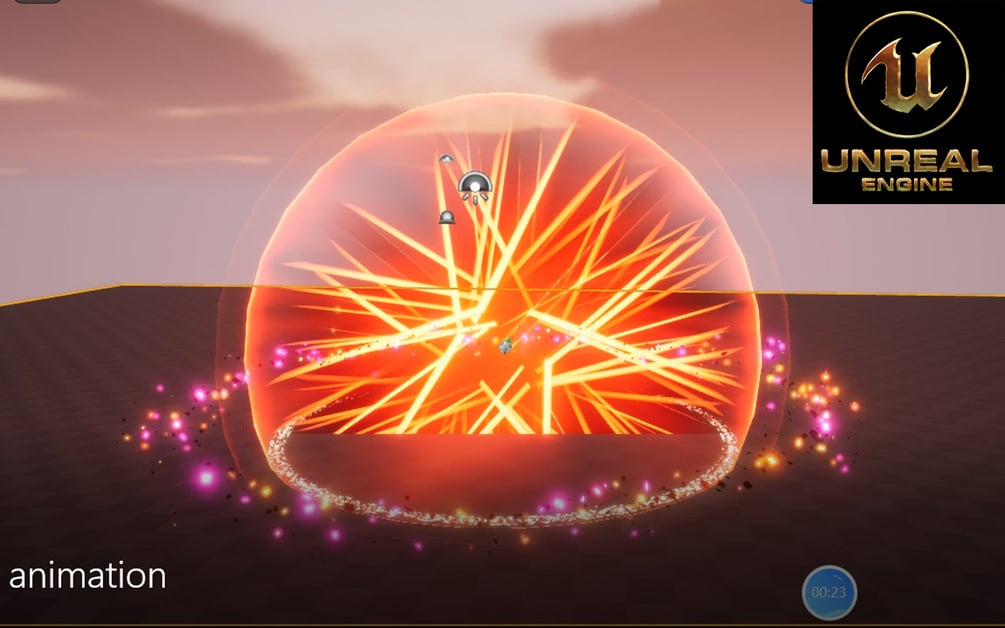 Colorful magic shield in Unreal Engine 5橙色特效球虚幻动态