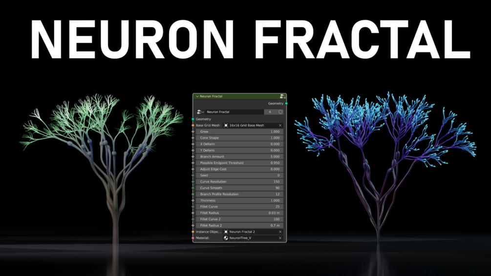 Procedural Growing Neuron Fractal for Blender (Geometry Nodes)