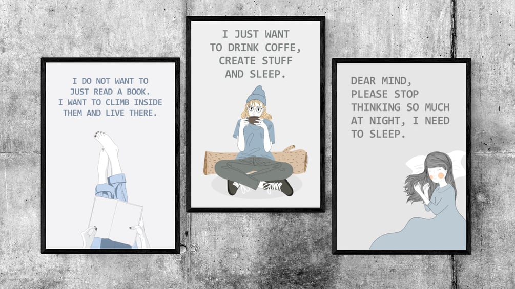 Relaxing wall art set of 3 printing posters. Modern simple wall art ...