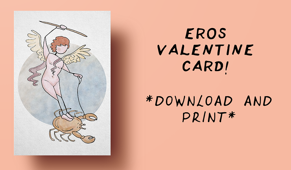 Valentines' Day card Print-And-Send - Eros Riding a Crab