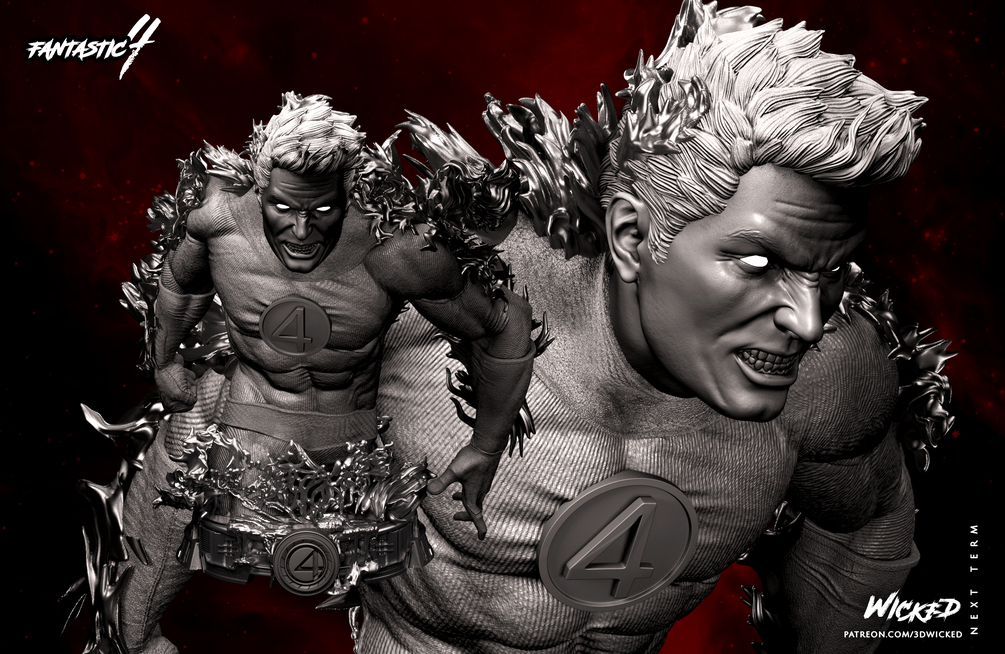 Wicked Jhonny Storm (Human Torch) Bust: Tested and ready for 3d printing