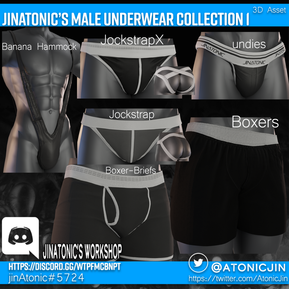 Jin Atonic's Male Underwear Collection 1 | 3D assets | Personal/Commercial License