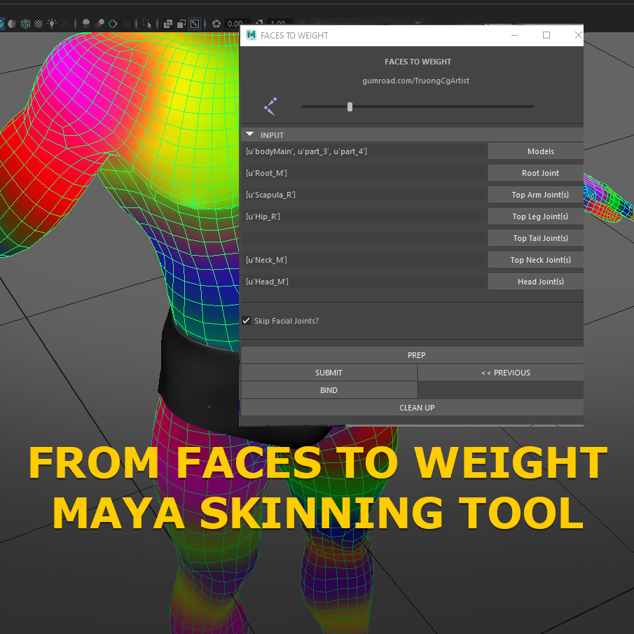 Faces To Weight - Maya skinning tool