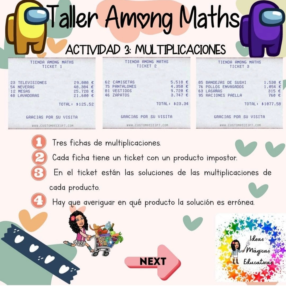Taller Among Maths. Actividad 3 Multiplicaciones