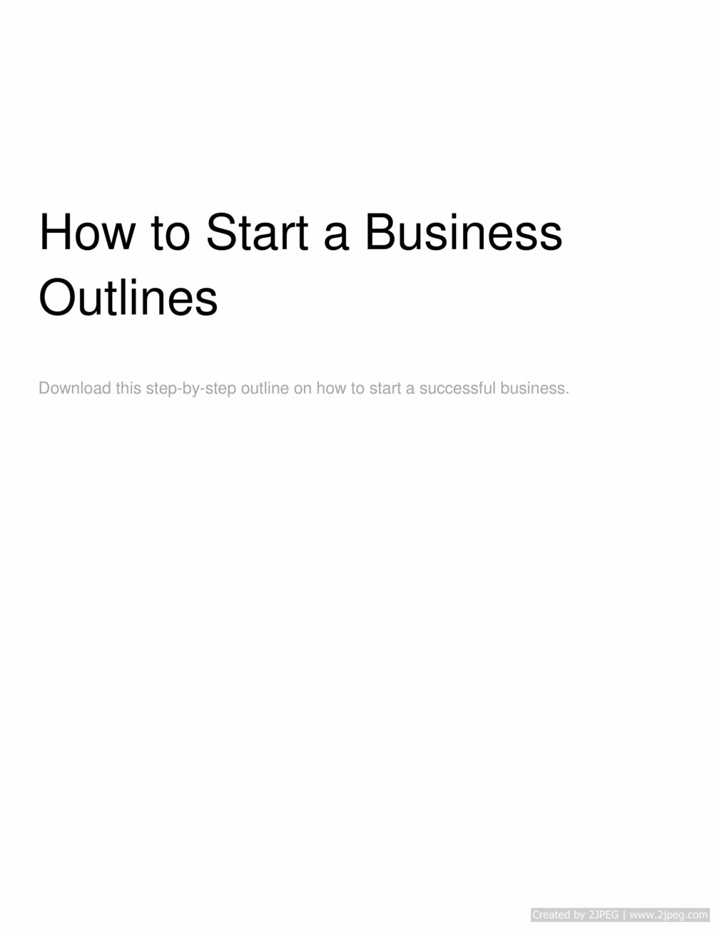 How to Start a Business Outlines