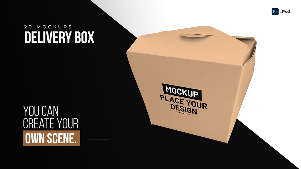 Delivery box - 20 Mockup Scenes - PSDs