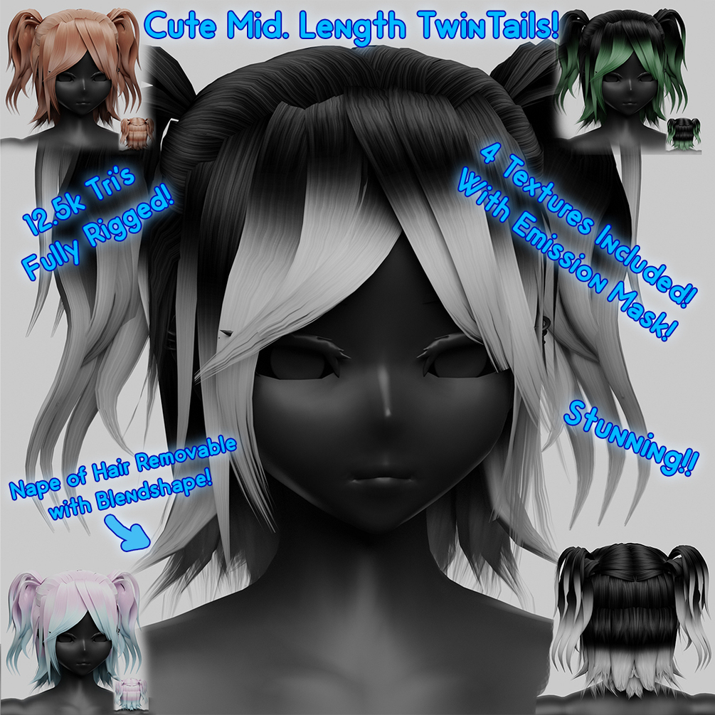 Mid Length High Twintail Hair!