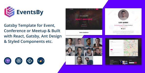 EventsBy - Gatsby Template for Event, Conference, Meetup and built with with React, Gatsby, Ant ...