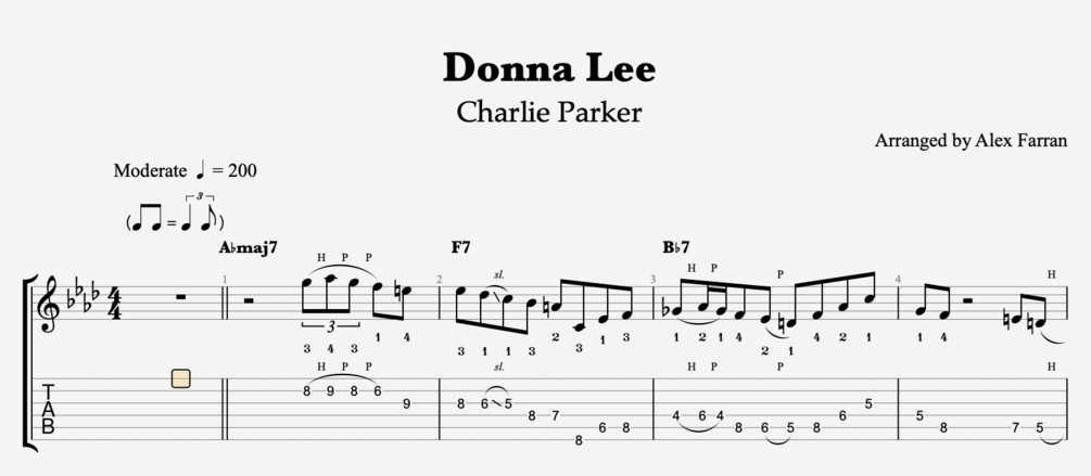 Donna Lee - Charlie Parker (melody and chords)