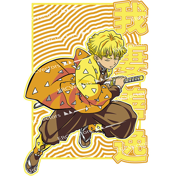 SVG Zenitsu Demon Slayer Vector, PDF , PNG, SVG , AI