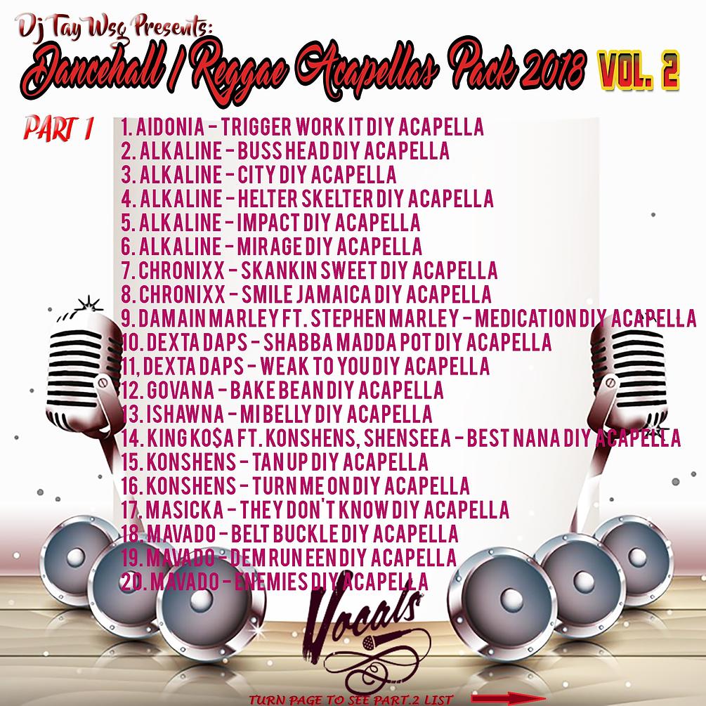 DJ TAY WSG - DANCEHALL X REGGAE ACAPELLA PACK VOL.2 2018 [40 TRACKS]