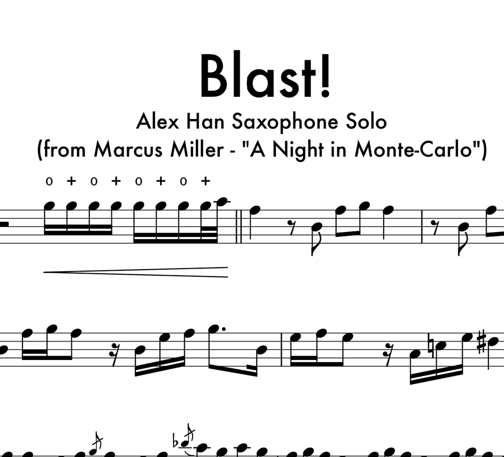 Alex Han - "Blast!" (Marcus Miller) Alto Sax Transcription