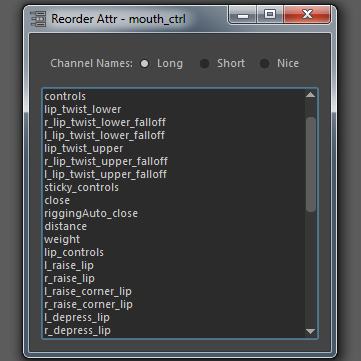 Maya : Reorder Attributes