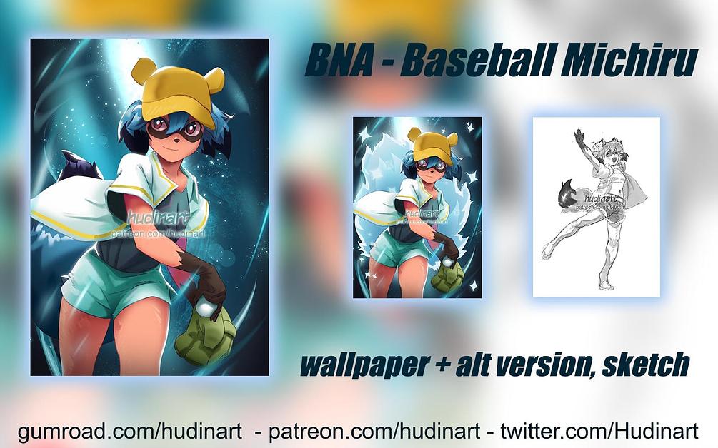 BNA - Baseball Michiru wallpaper pack + sketch