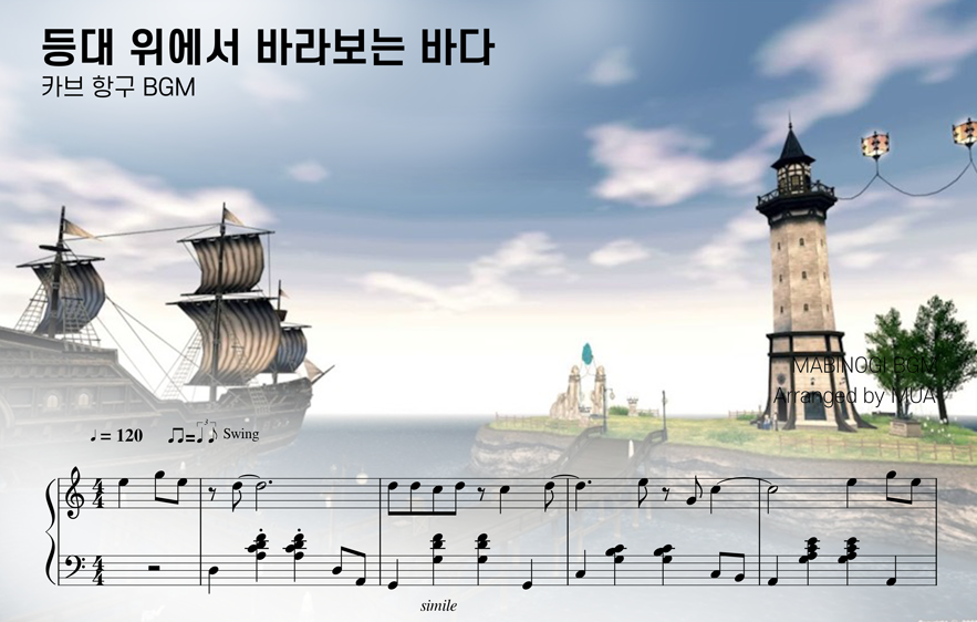 MABINOGI Port Cobh BGM Piano (C Major)｜마비노기 - 카브 항구 BGM '등대 위에서 바라보는 바다 ...
