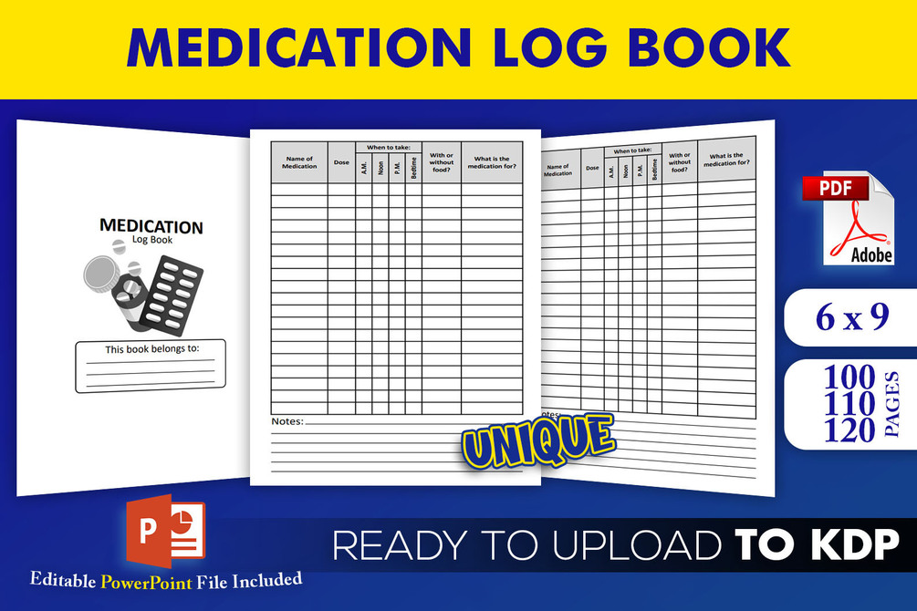 Medication Log Book | KDP Interior Template Ready to Upload