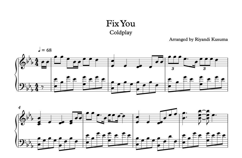 Coldplay - Fix You (Sheet Music)