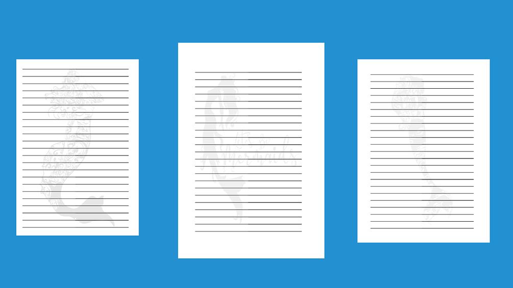 120 Page 7x10 Lined Journal with Mermaid "watermark" for KDP, or ...