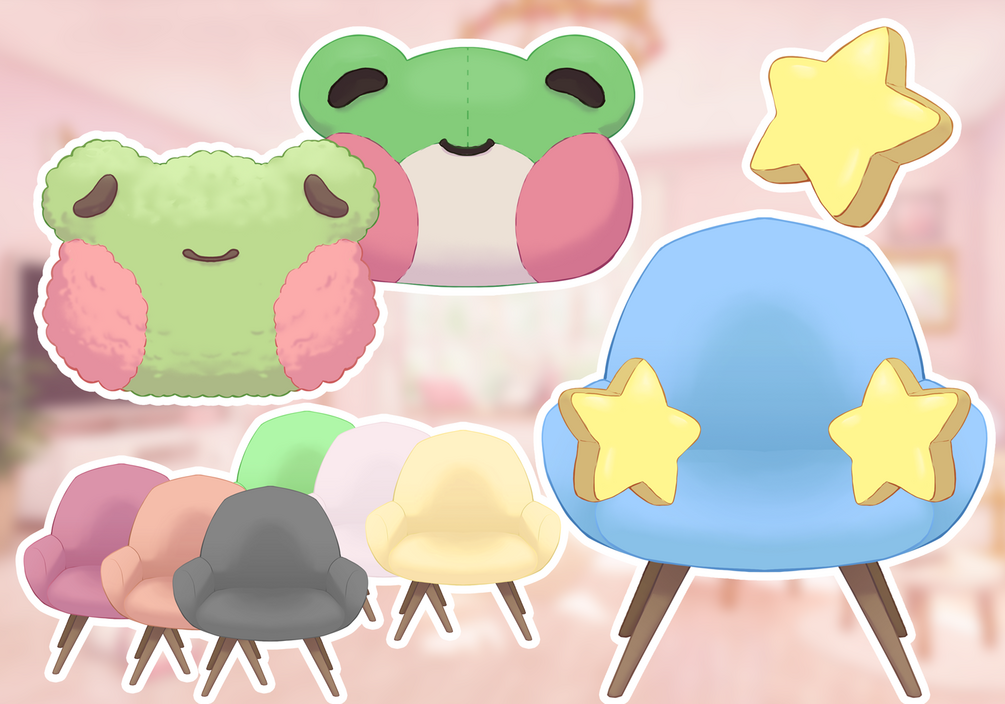 Simple Chair + Plushies | VTuber Assets