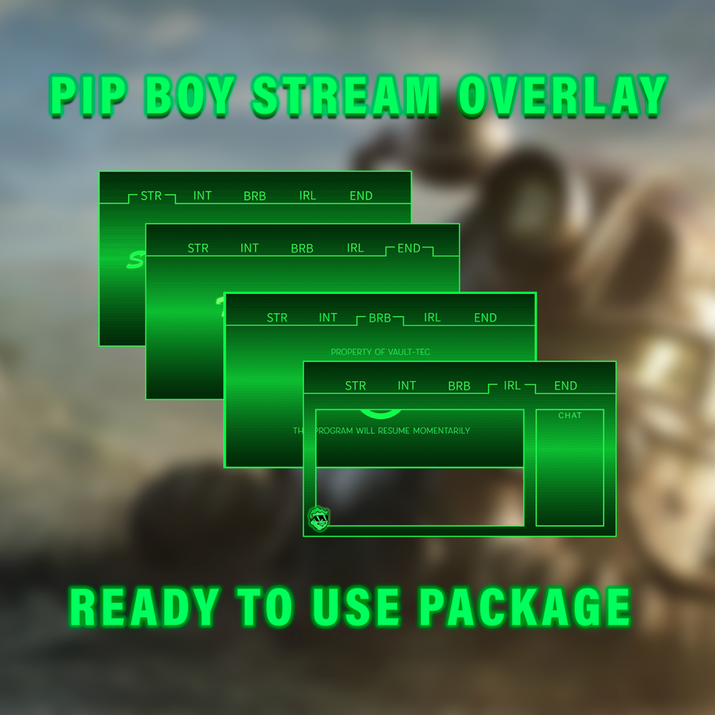 Apocalyptic UI Display Overlay Pip Boy - Twitch, Youtube, Dlive, Facebook